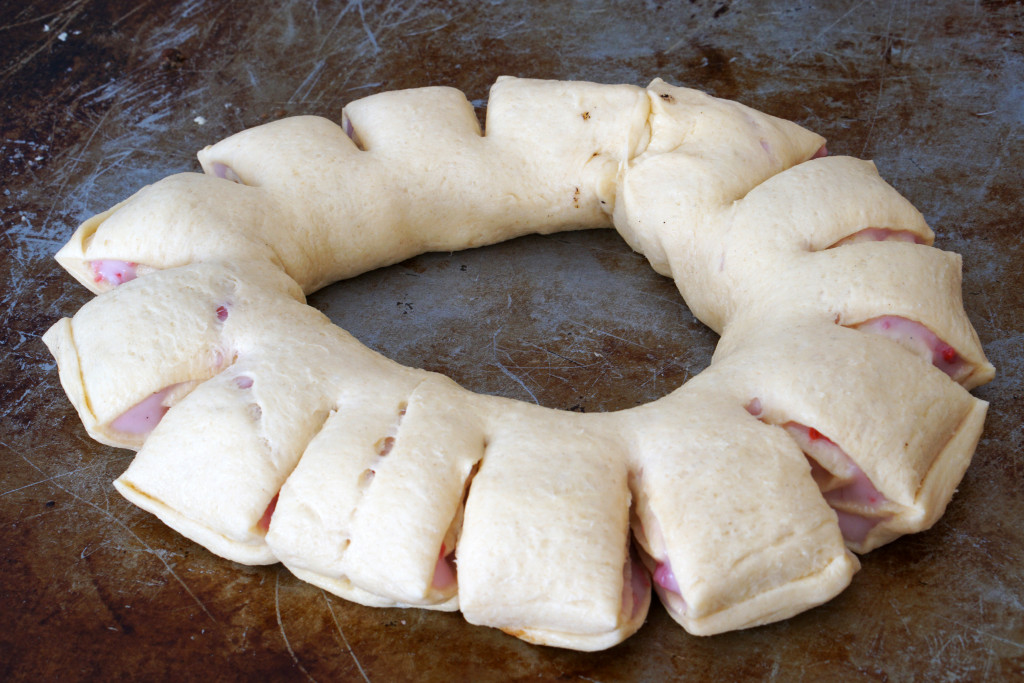 Raspberry Crescent Ring with Cream Cheese Frosting