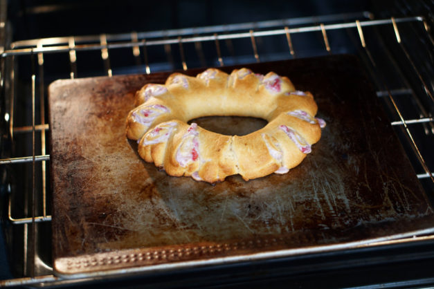 Raspberry Crescent Ring with Cream Cheese Frosting