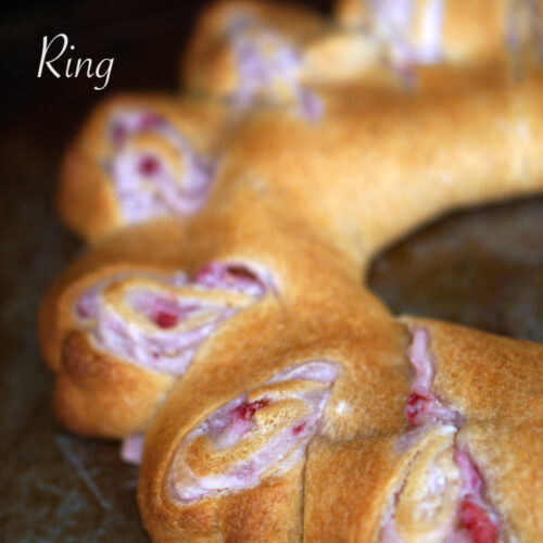 Raspberry Crescent Ring with Cream Cheese Frosting