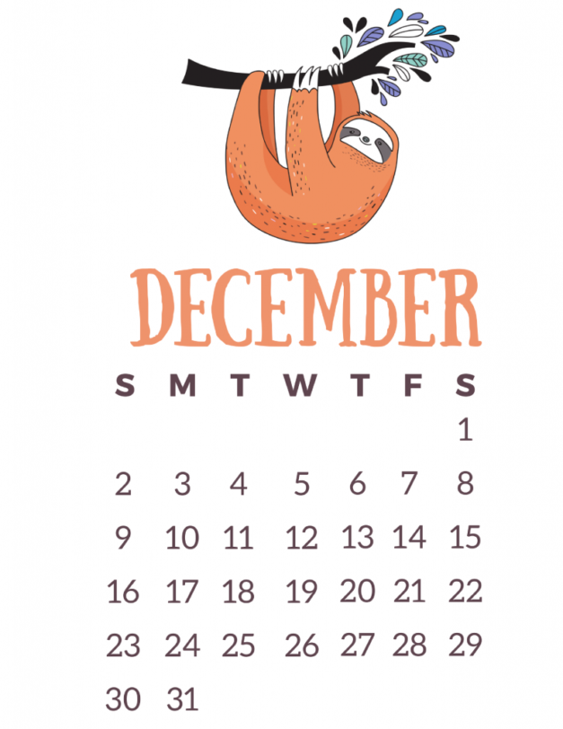 Free Printable 2018 Calendar: Lazy Sloths! - Slap Dash Mom