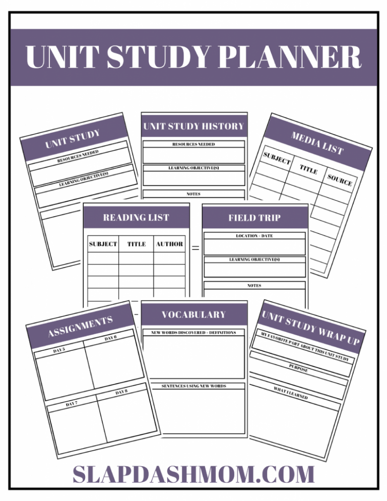 Free Unit Study Planner (for All Grades!) - Slap Dash Mom