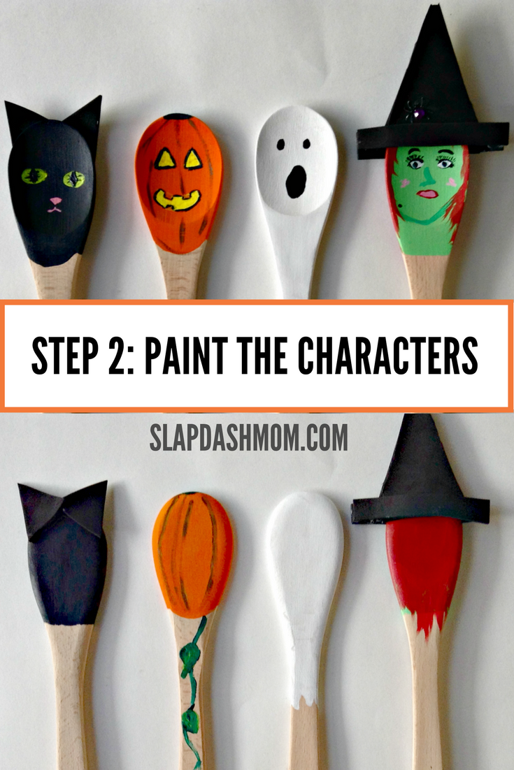 Halloween Craft | Decorated Wooden Spoons - Slap Dash Mom